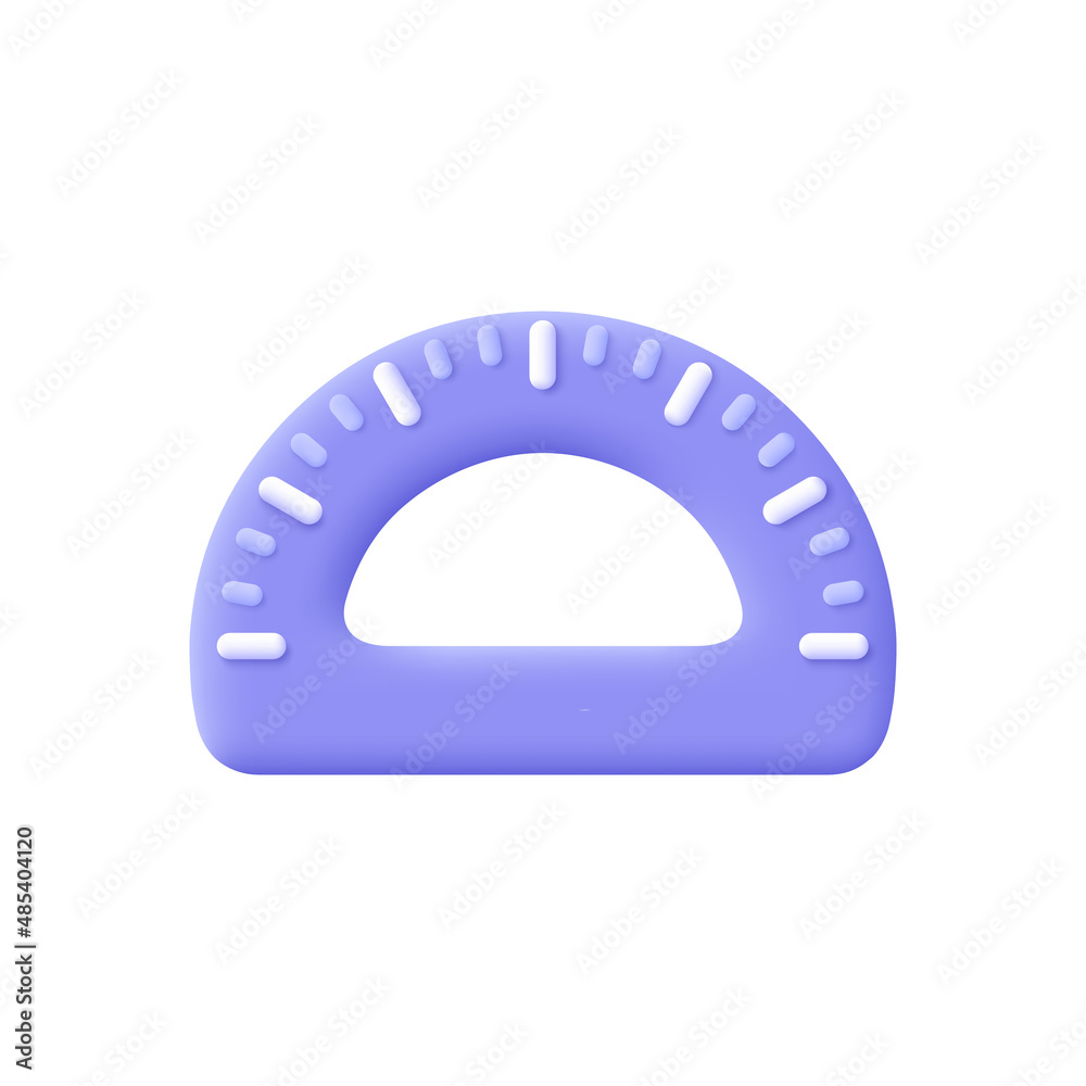 Protractor ruler. Measuring tool. 3d vector icon. Cartoon minimal style ...