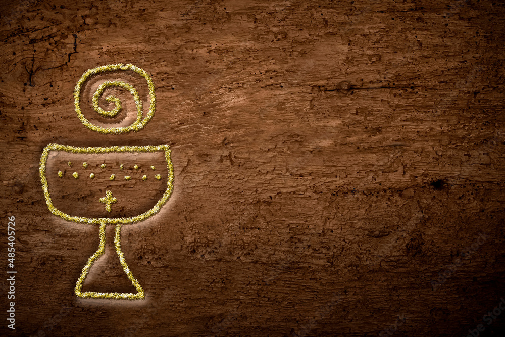 First holy communion, wooden background card. Stock Photo | Adobe Stock