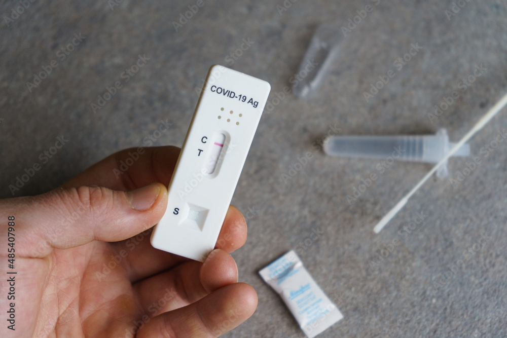 Covid-19 antigen test at home. Negative test result. Self testing rapid ...
