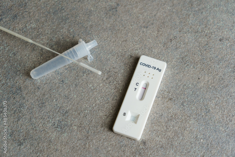 Covid-19 antigen test at home.Negative test result. Self testing rapid ...