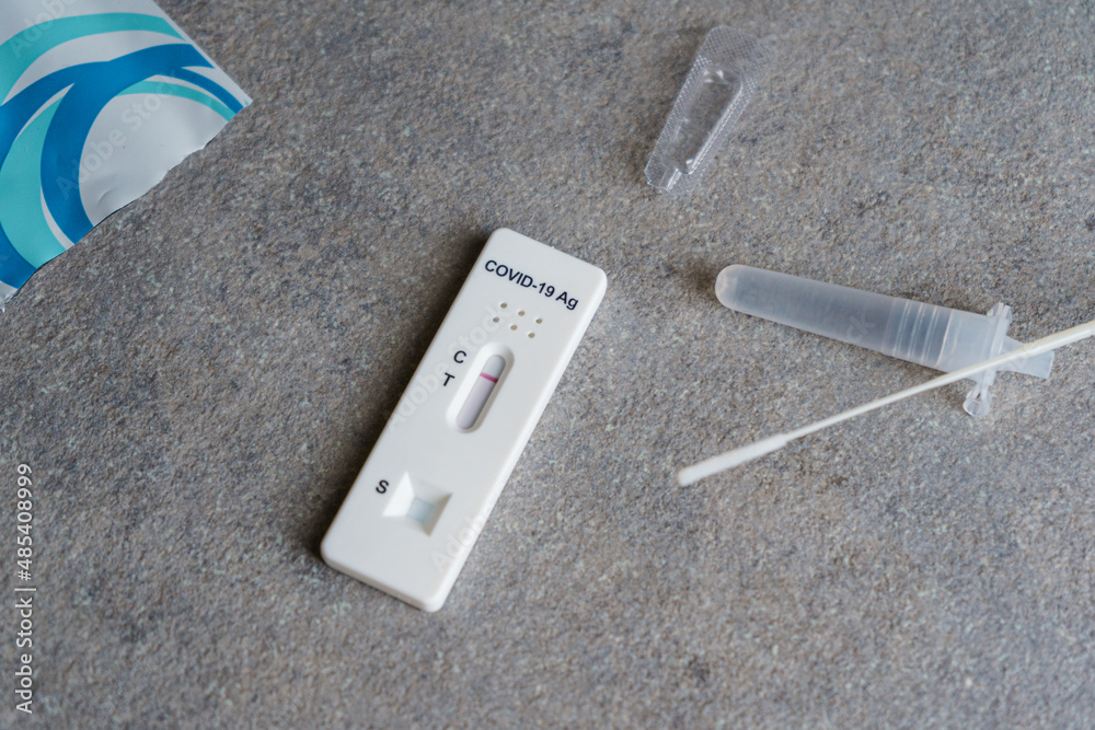 Covid-19 antigen test at home. Negative test result. Self testing rapid ...