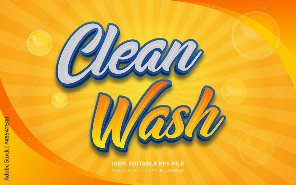 Clean laundry editable text style effect Stock Vector | Adobe Stock