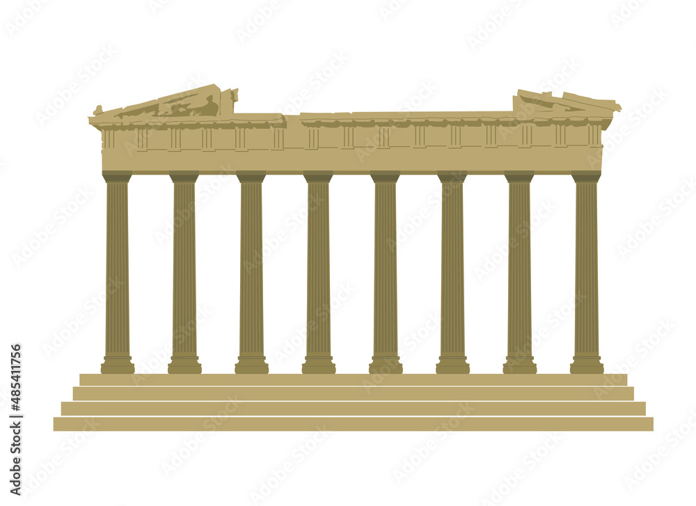Vector silhouette of the Parthenon ruin at the Acropolis Citadel ...
