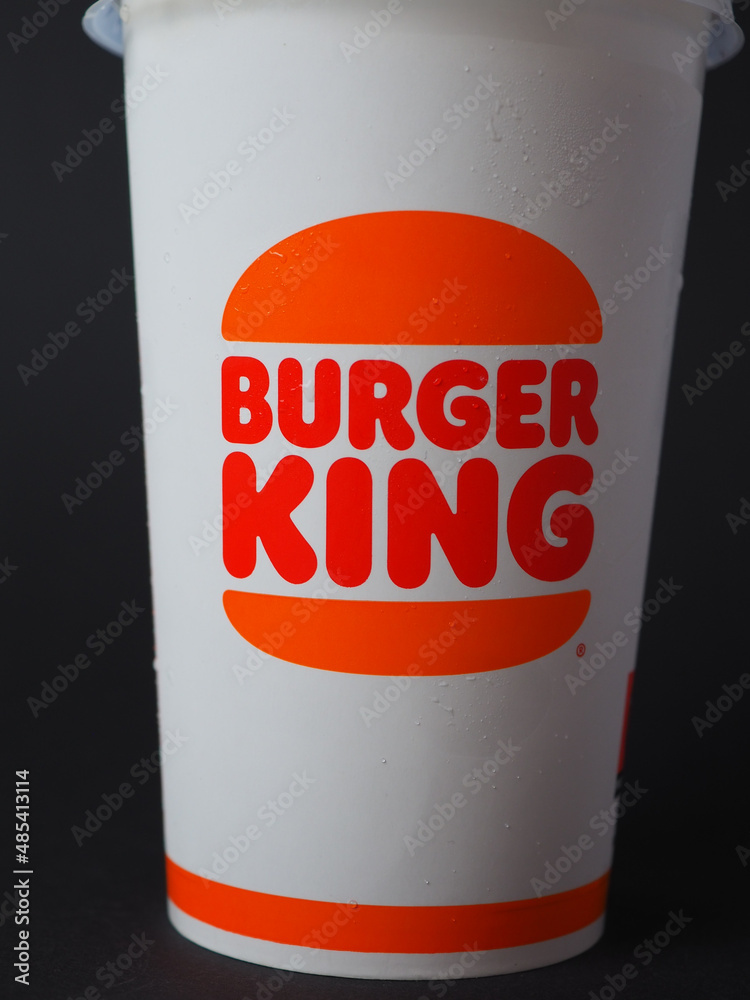 Coca Cola Coke From Burger King With Cup And Paper Straw Stock Foto