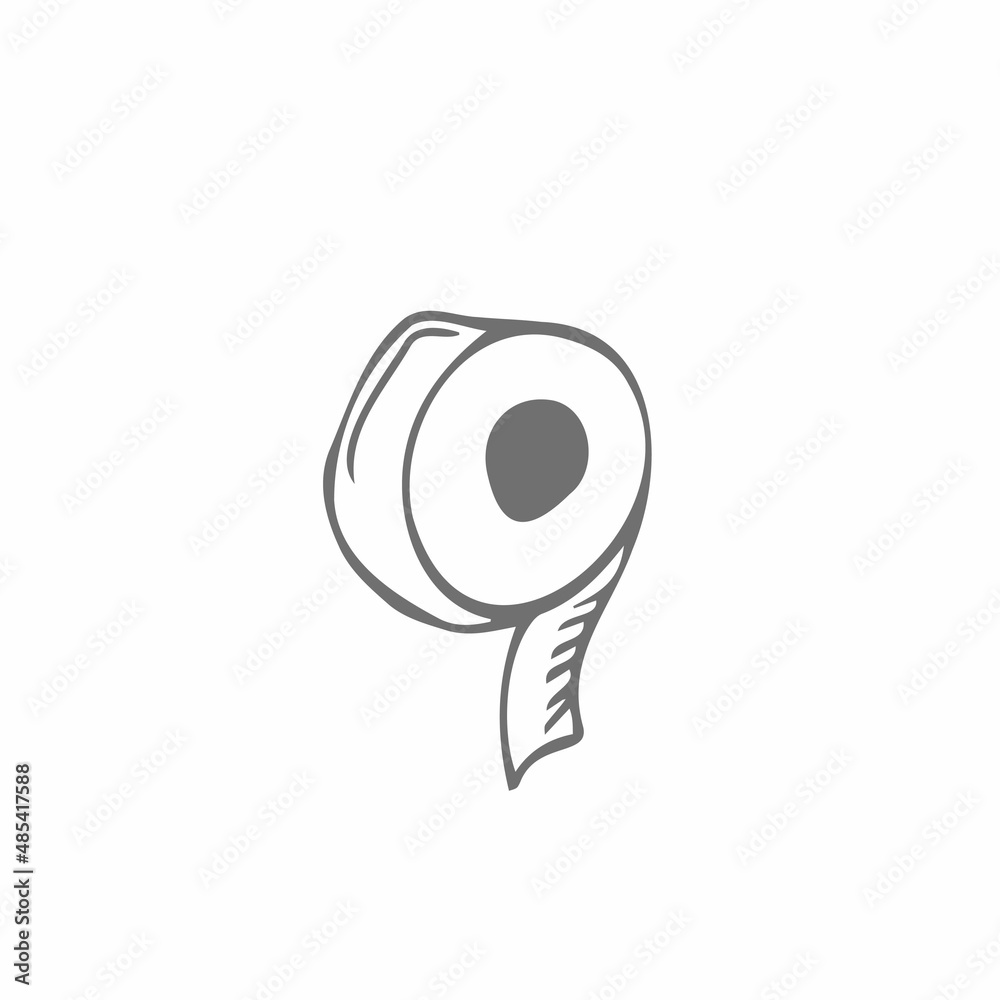 Hand drawn outline doodle vector illustration adhesive plaster and tape ...