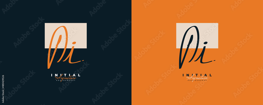 DI Initial Logo Design with Elegant Handwriting Style. DI Signature ...