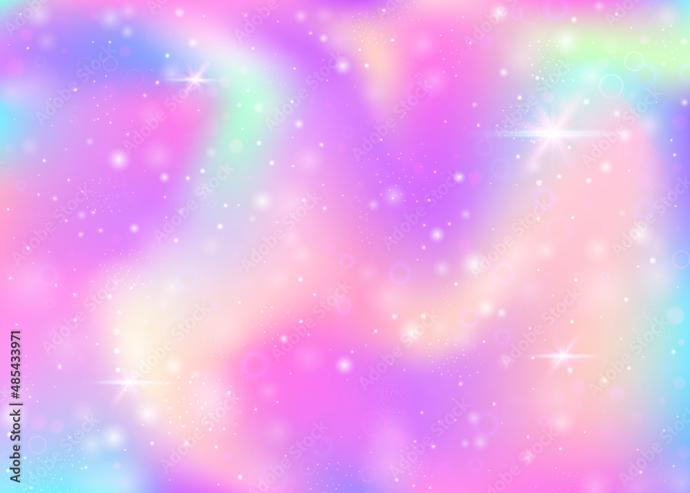 Fairy background with rainbow mesh. Cute universe banner in princess ...