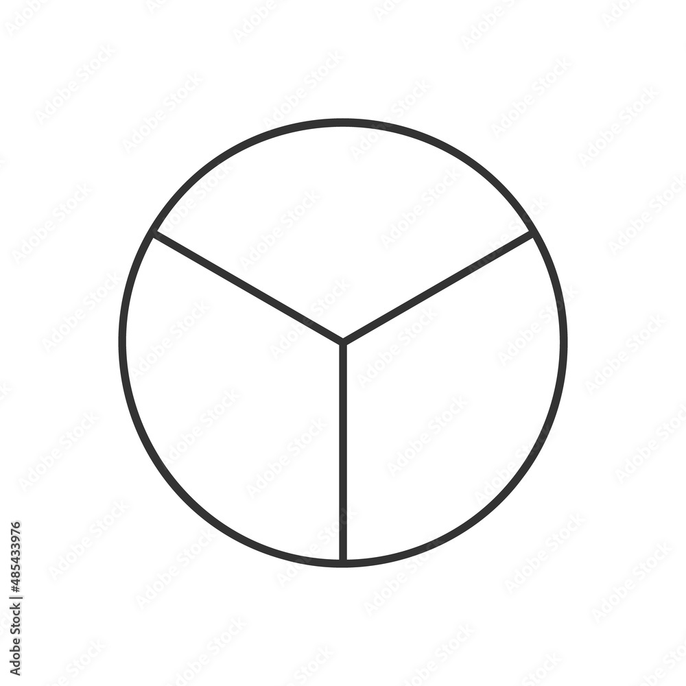 Circle divided in 3 segments. Pie or pizza round shape cut in three ...