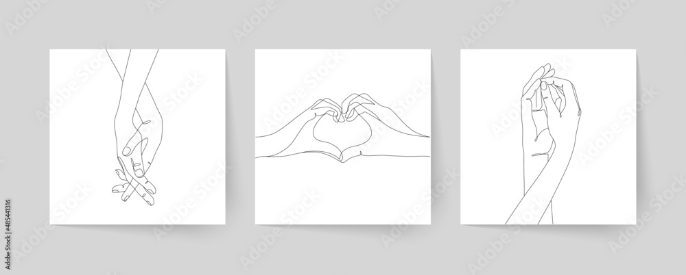 Set of one line holding hands. Valentine's day vector illustration ...