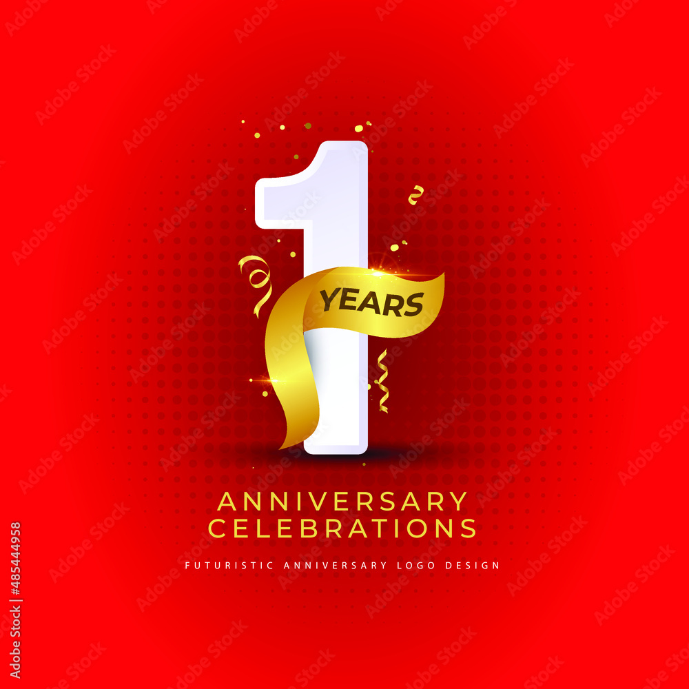 1 year logo design anniversary Stock Vector | Adobe Stock