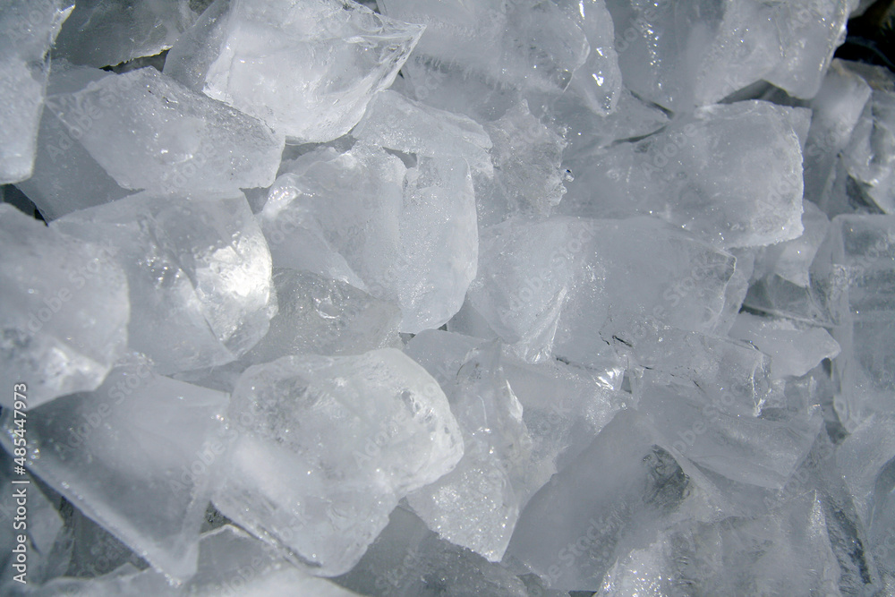 Cold frosty color color gamut image processed, crushed block ice ...