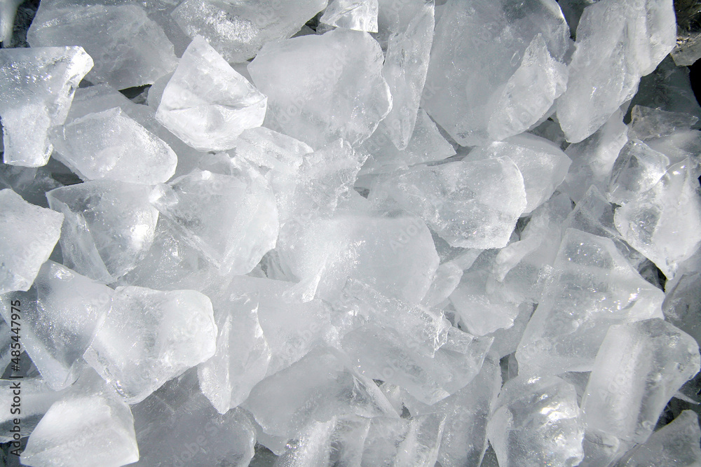 Cold frosty color color gamut image processed, crushed block ice ...