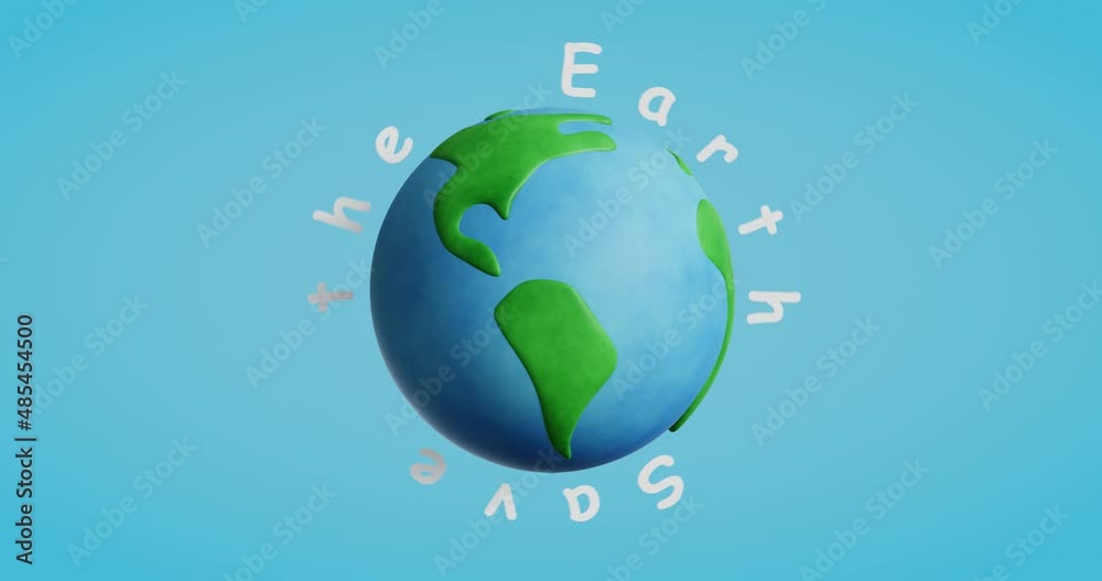 Save the Earth.Spinning cartoon earth on blue background.4k seamless ...