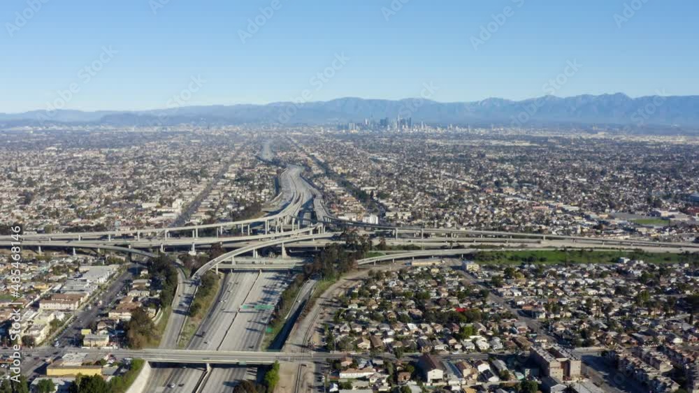 Shot of Judge Pregerson Highway showing multiple Roads, Bridges ...