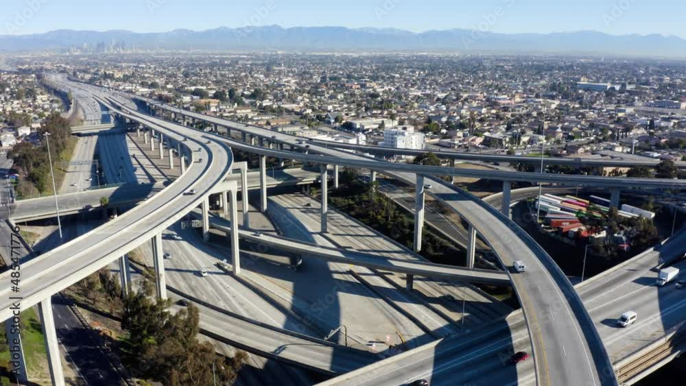 Shot of Judge Pregerson Highway showing multiple Roads, Bridges ...