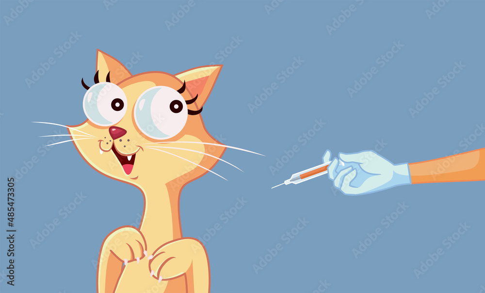 Veterinarian Giving an Injection to a Cat Vector Cartoon Illustration ...