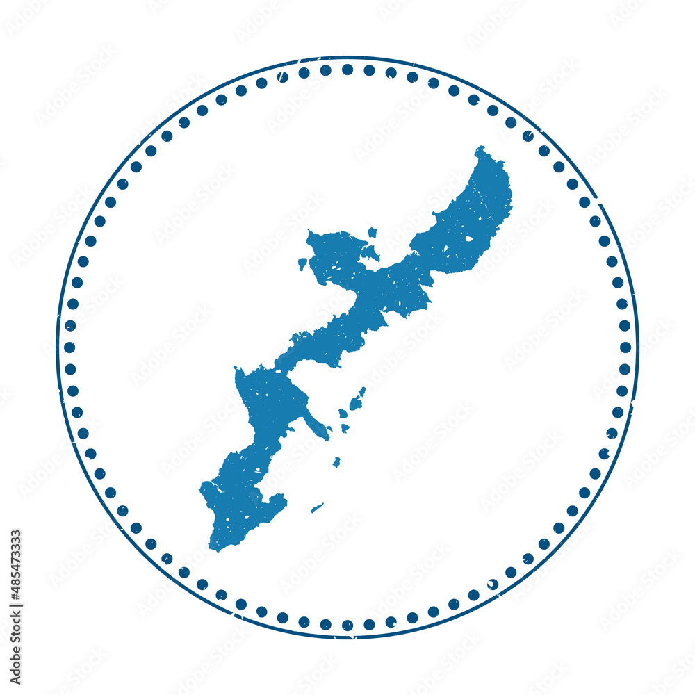 Okinawa Island sticker. Travel rubber stamp with map of island, vector ...