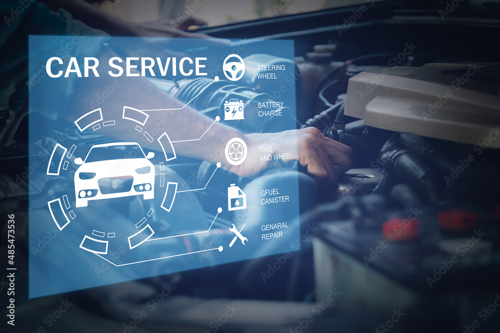 Foto Stock Interface of modern car diagnostic program on engine ...