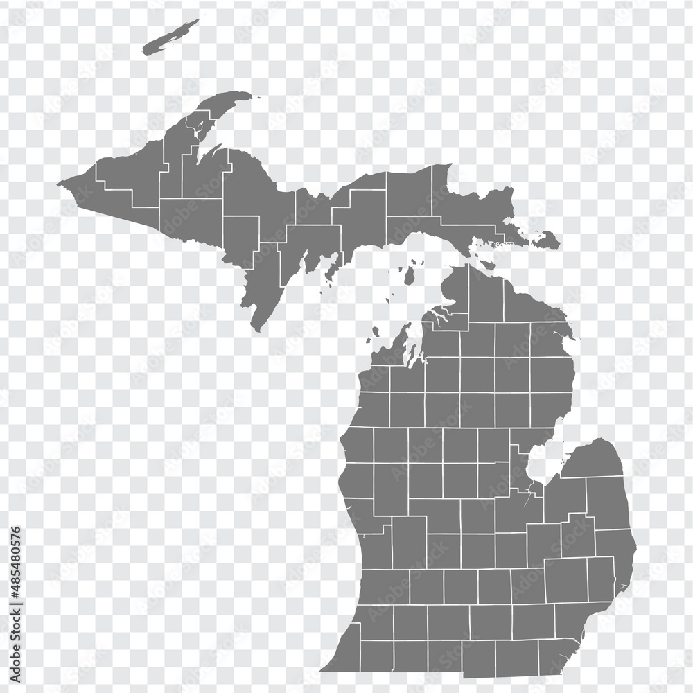 State Michigan map on transparent background. Blank map of Michigan ...