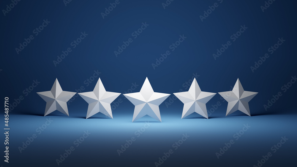 Five stars aligned in a row on the stage with blue background Five star ...