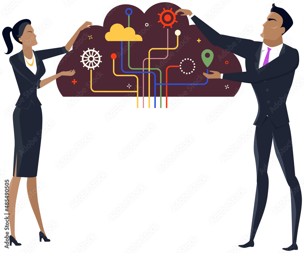 Mind behavior concept, business people and solving complex tangled ...