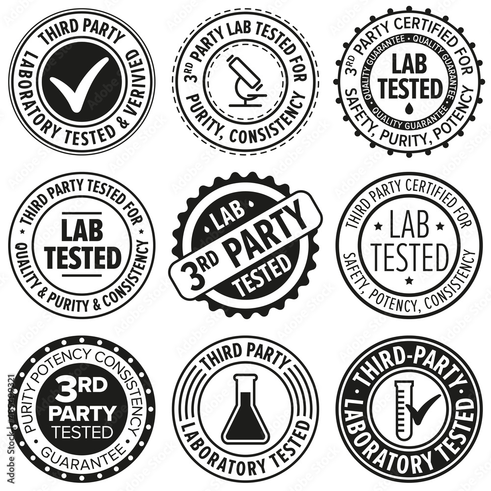 3rd party lab tested round badges. Sign for quality, consistency ...