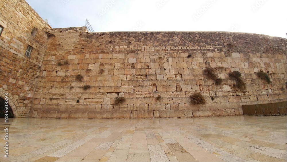 A rare view with no people of the Western Wall in the Old City of ...