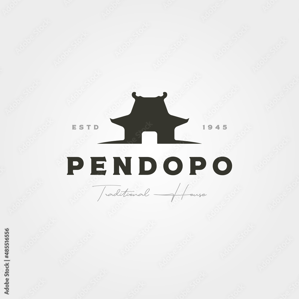 pendopo traditional house of java logo vector vintage symbol ...