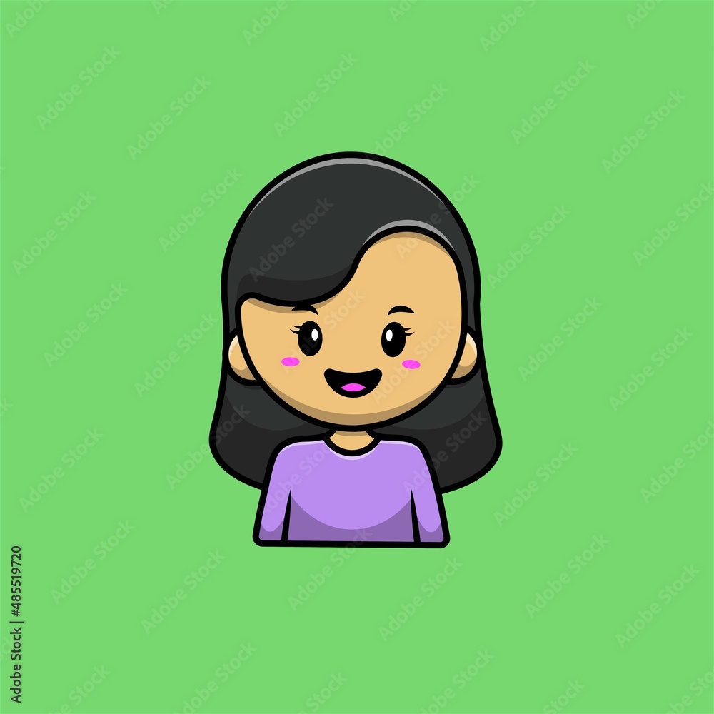 Cute Girl Cartoon Vector Icon Illustration. People Icon Concept ...