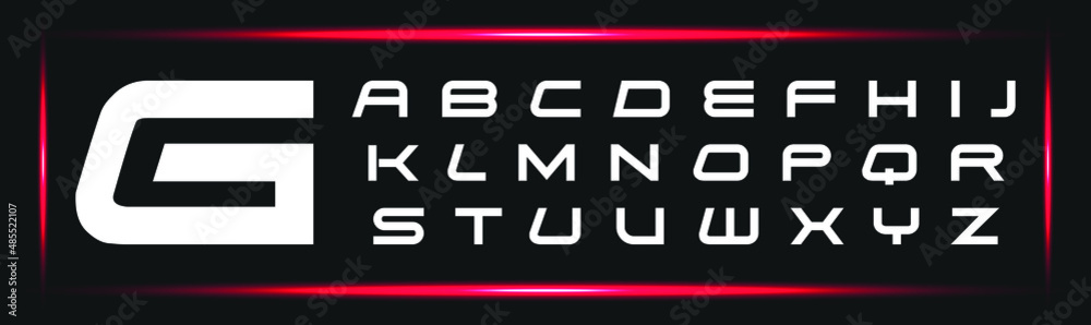 G classic tech sports letter set design. Modern minimal vector typeface ...