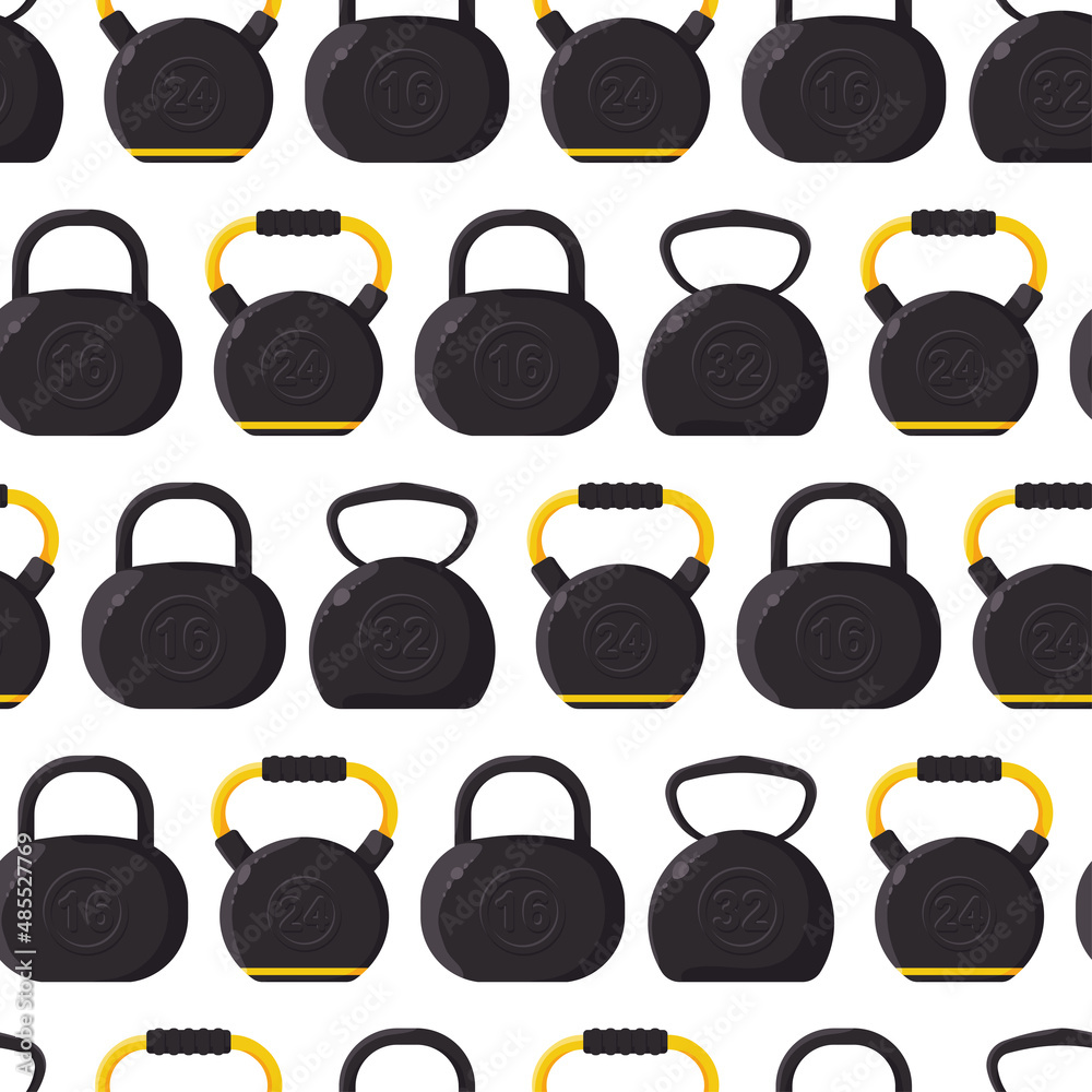 Kettlebells vector cartoon seamless pattern background for wallpaper ...