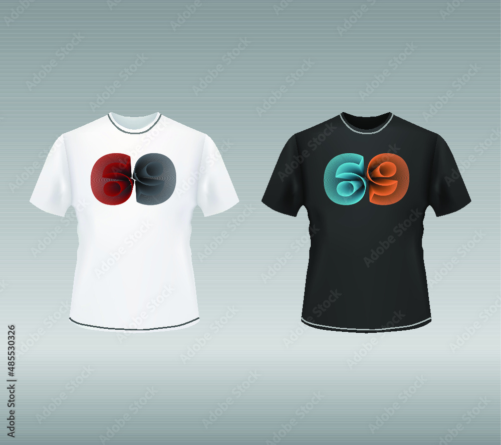 T-shirt design, 69, shirt, template, vector 69 design, black and white ...