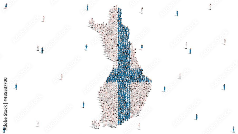 Vidéo Stock Finland Map and Flag. A large group of people in the Finnish flag color form to ...
