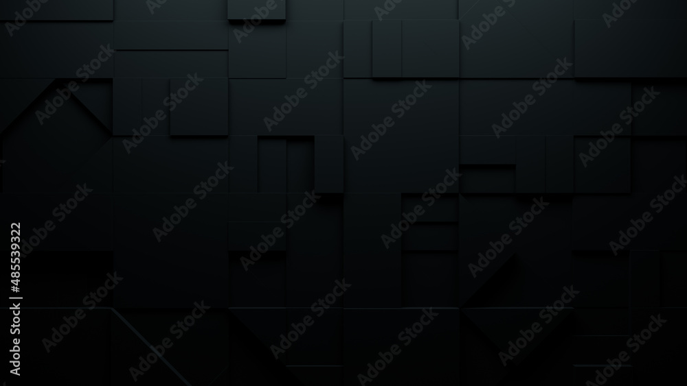 Various 3D Blocks form a wall. Black Tech background . Stock ...