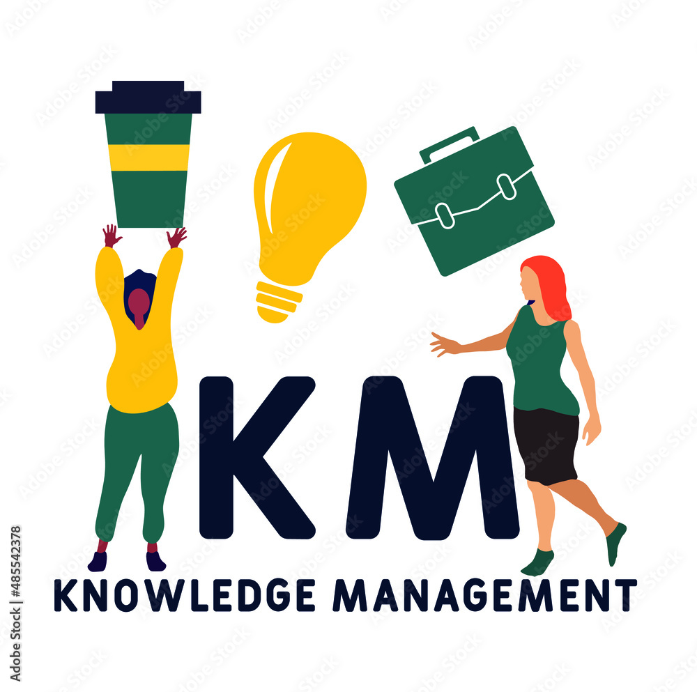 KM - Knowledge Management acronym. business concept background. vector ...