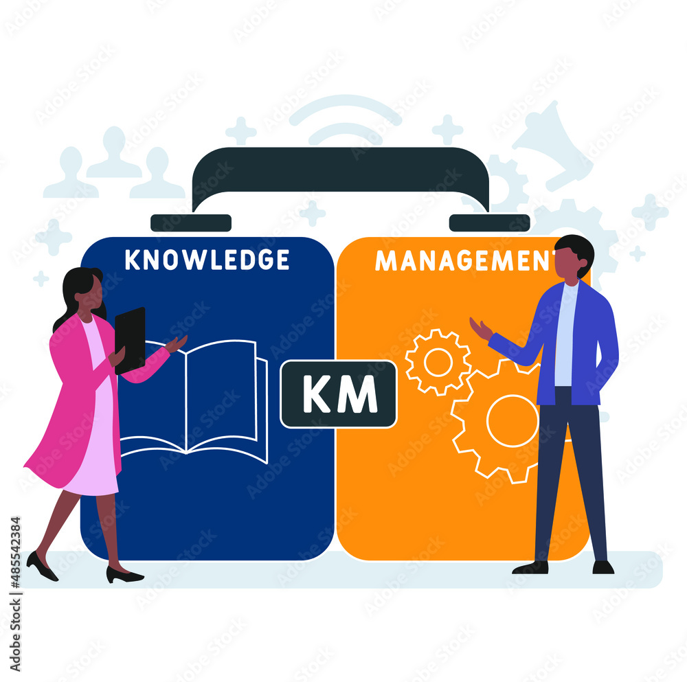 KM - Knowledge Management acronym. business concept background. vector ...