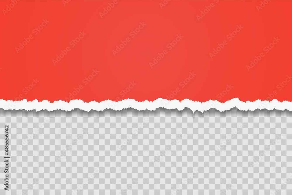 Red torn paper edge template. Ripped horizontal strips with shadows ...