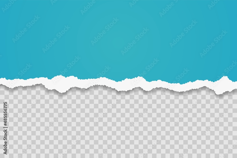 Blue torn paper edge template. Ripped horizontal strips with shadows ...