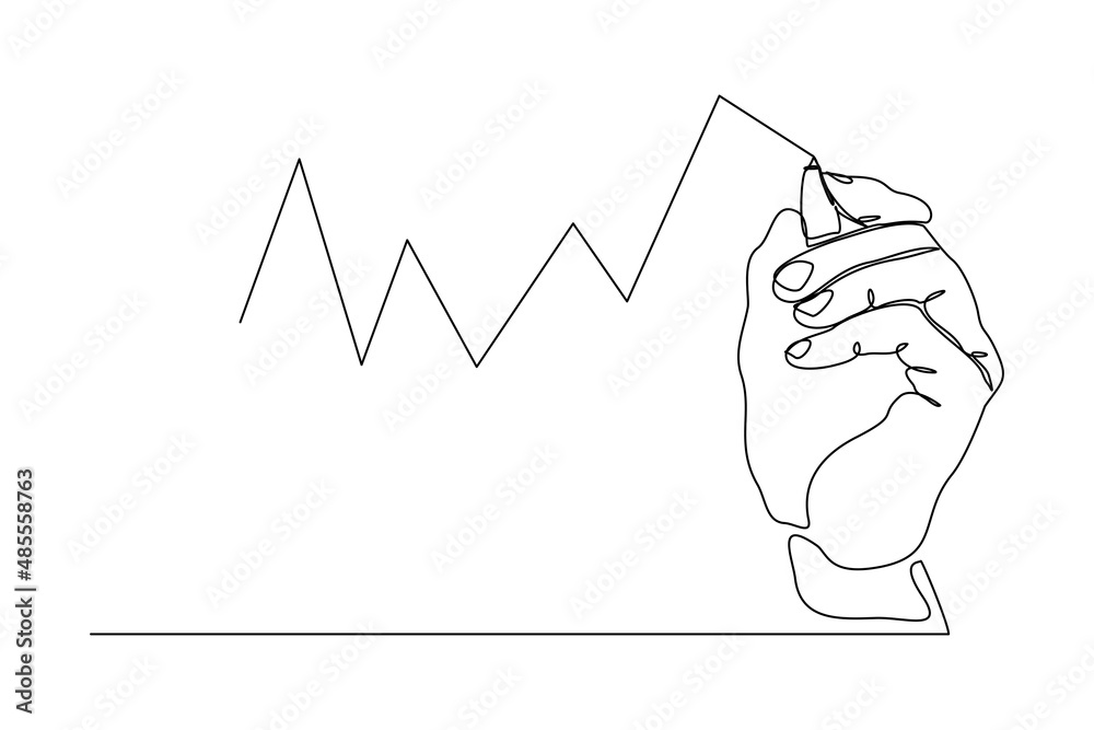 Continuous single one line drawing art of hand write business growth ...