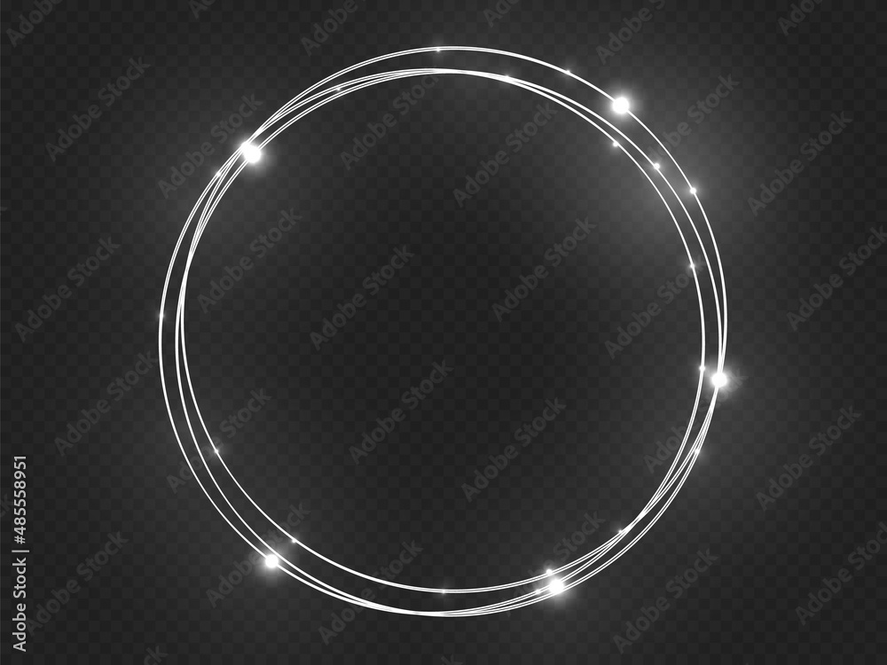 Luxurious fashion silver glitter vector circle frame, glowing light ...