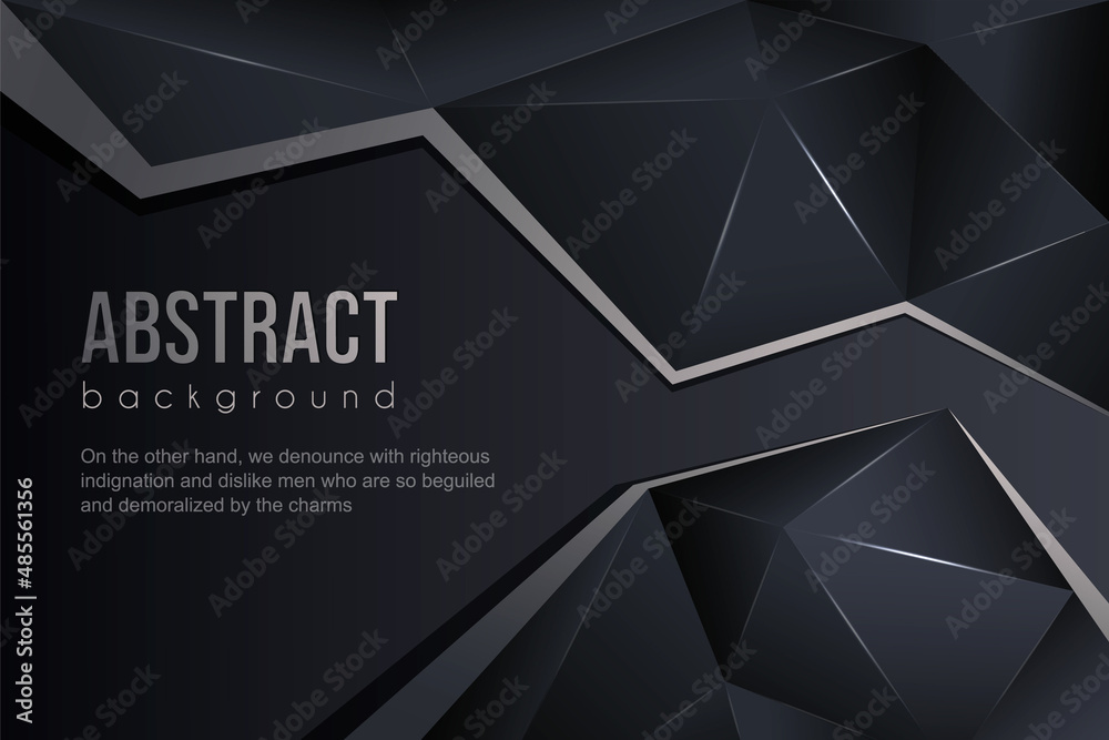 Abstract background with dark grey polygons. Vector geometric ...