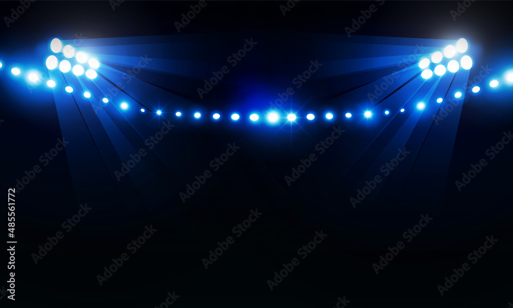 Football arena field with bright stadium lights vector design Vector ...