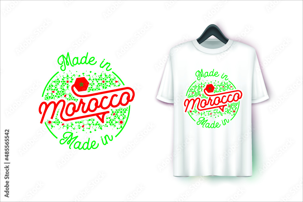 Graphic t-shirt. logo made in morocco plus arabesque shape printed for ...