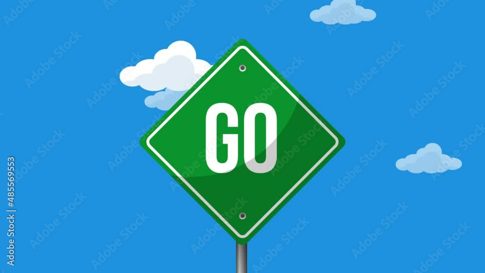GO road sign on the sky background.4K motion animation. Stock Video ...