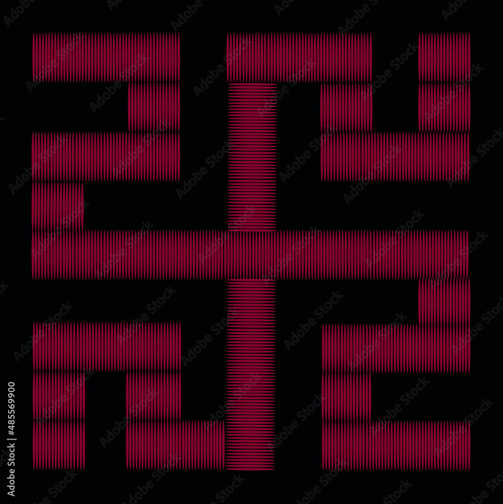 Slavic amulet Rodovik. Imitation of stitch embroidery. Vector digital ...