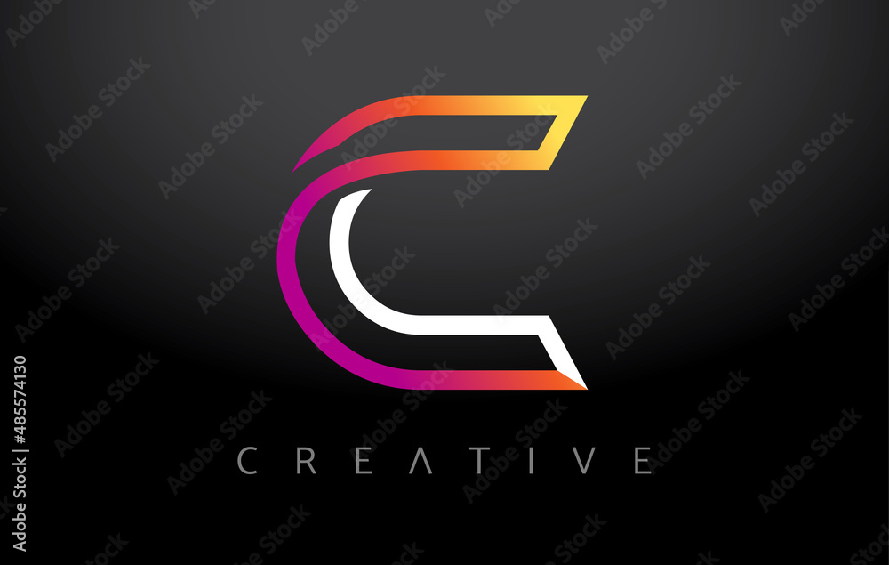 Orange Purple C Letter Logo Design with Modern Monogram Lines Look ...