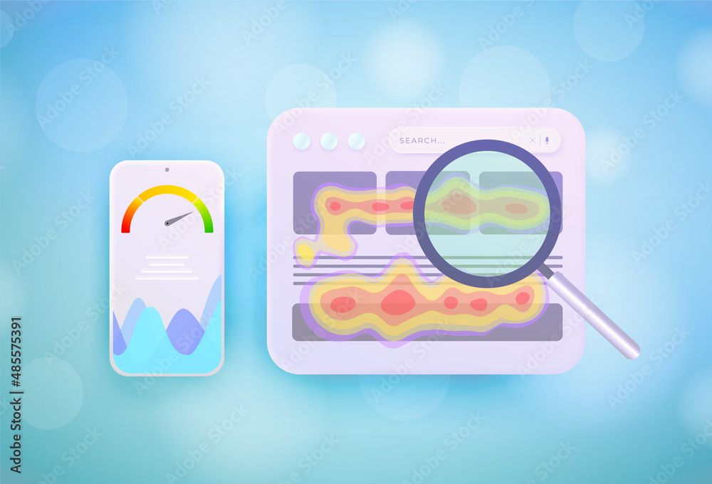 Heat Map And Page Speed Optimization Website Seo Tool 3d Concept Website Heatmap Insights And