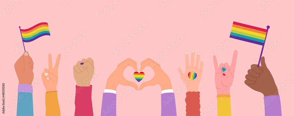 Collection of LGBTQ hands community symbols clipart isolated. Hands ...