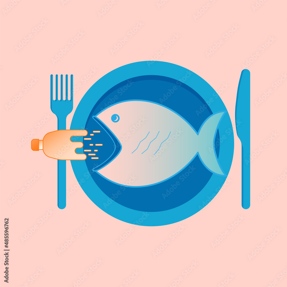 Poster From plastic waste in the ocean, microplastic enter our food ...