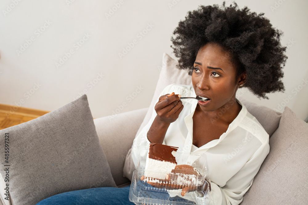 Breakdown of diet, cheat meal and unbalanced diet concept. A beautiful ...